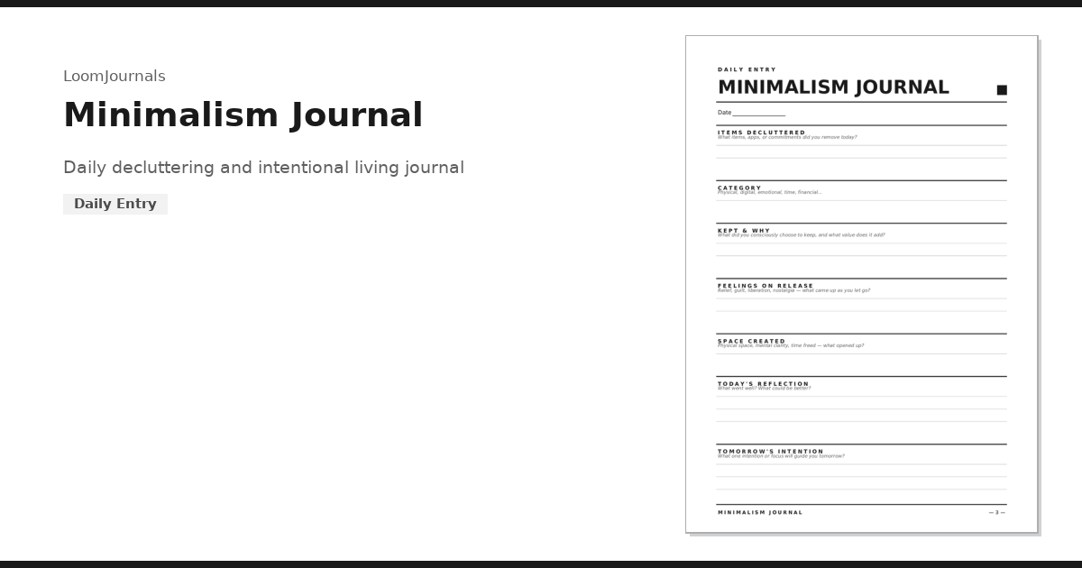 Free Printable “Minimalism Journal” Template in PDF Format — LoomJournals