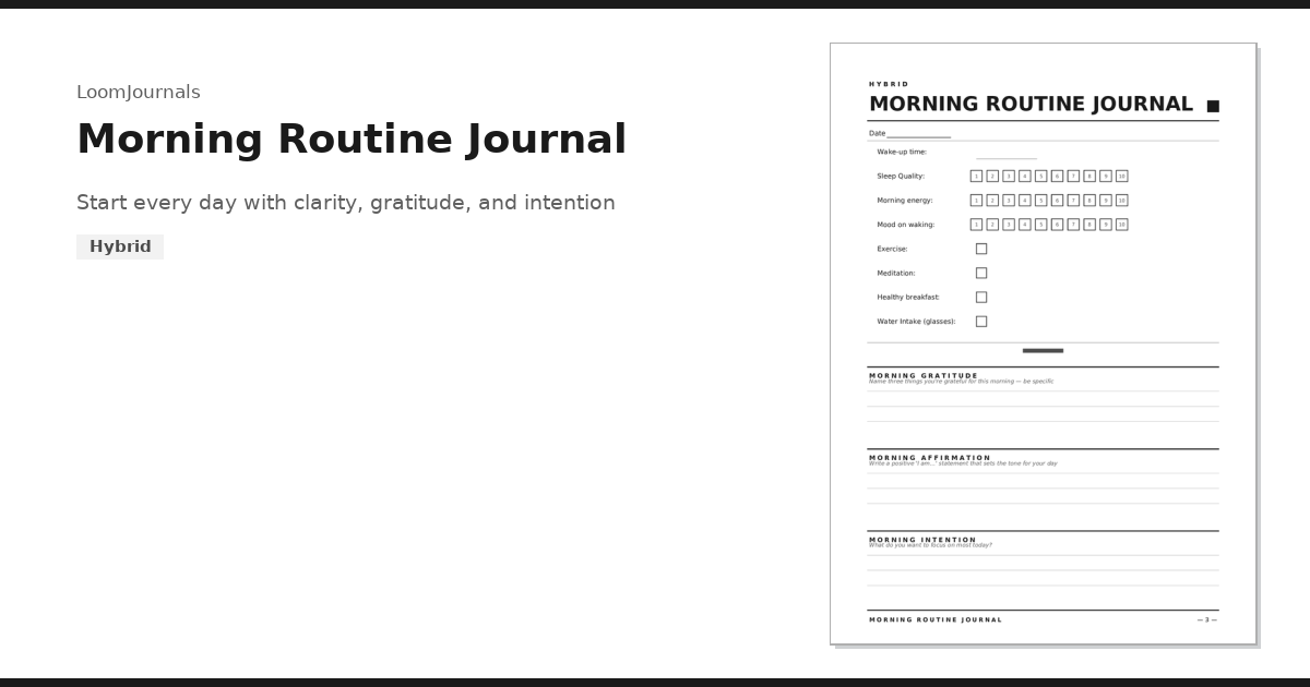 Free Printable “Morning Routine Journal” Template in PDF Format ...