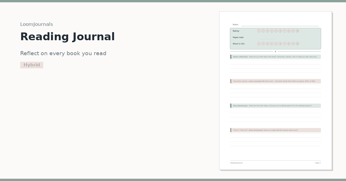 Printable Free Printable Reading Journal PDF — Track Books ...