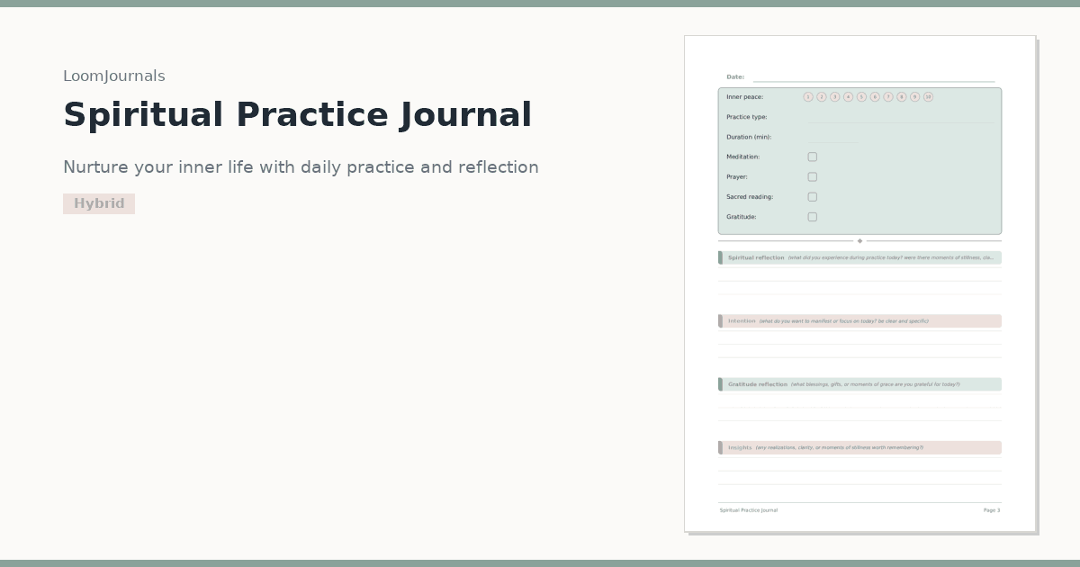 Free Printable “Spiritual Practice Journal” Template in PDF Format ...