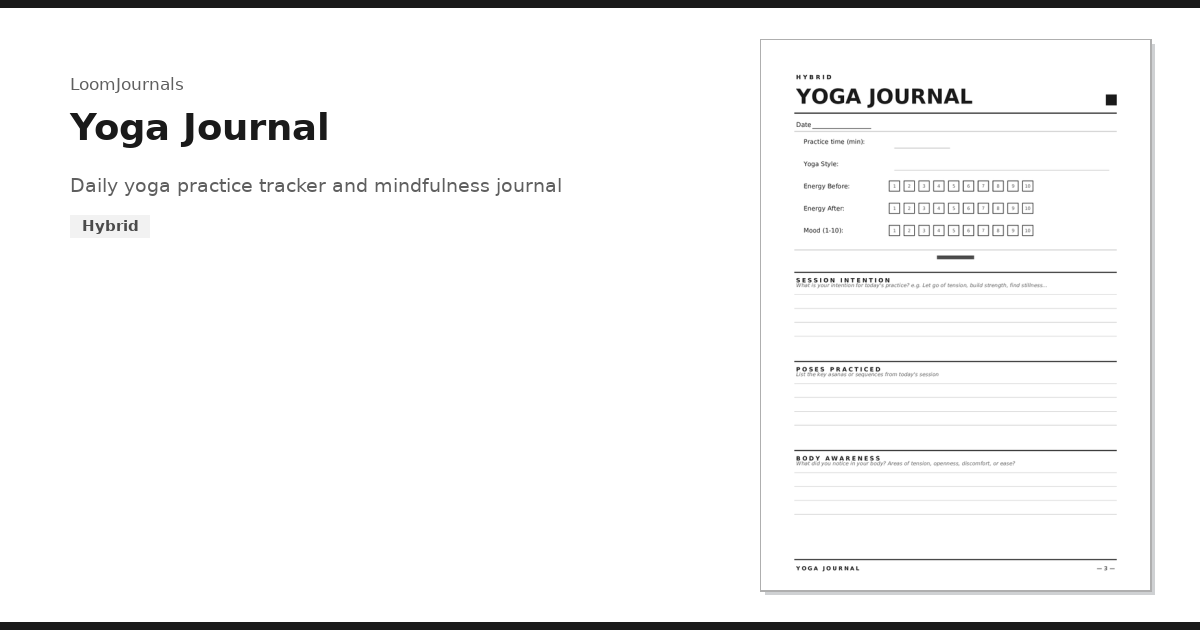 Free Printable “Yoga Journal” Template in PDF Format — LoomJournals